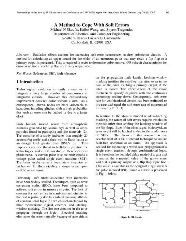 (PDF) A Method to Cope With Soft Errors