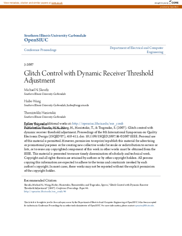 (PDF) Glitch Control with Dynamic Receiver Threshold Adjustment