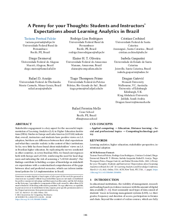 (PDF) A Penny for your Thoughts: Students and Instructors’ Expectations about Learning Analytics ...