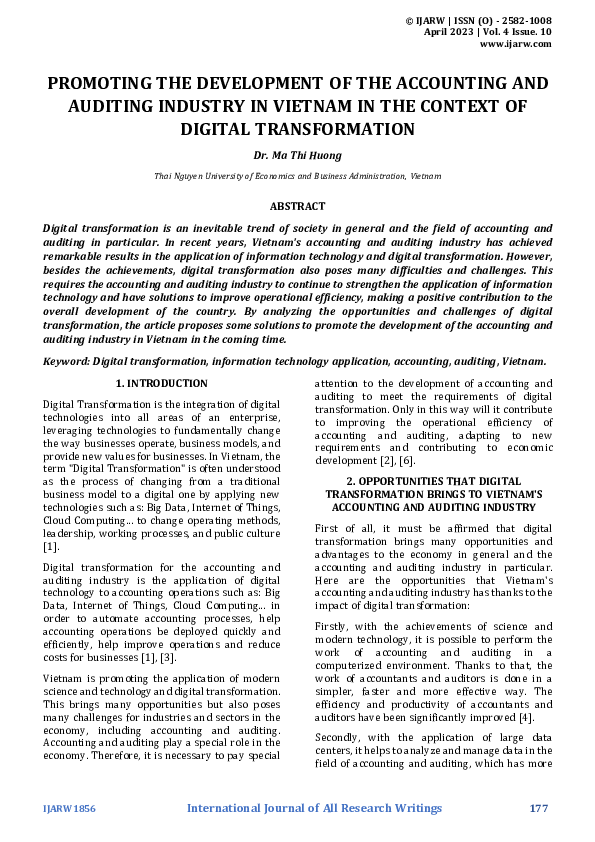 (PDF) PROMOTING THE DEVELOPMENT OF THE ACCOUNTING AND AUDITING INDUSTRY IN VIETNAM IN THE ...