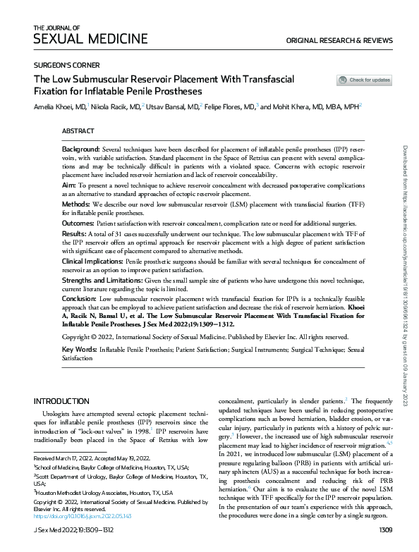 (PDF) The Low Submuscular Reservoir Placement with Transfascial ...