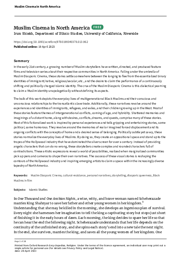(PDF) Muslim Cinema in North America