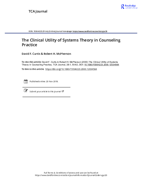 (PDF) The Clinical Utility of Systems Theory in Counseling Practice