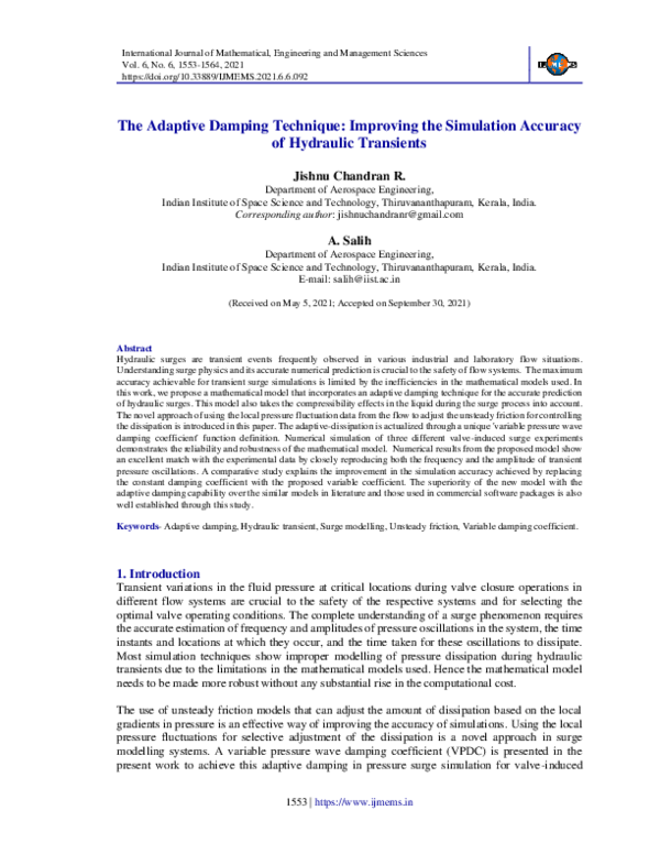 (PDF) The Adaptive Damping Technique: Improving the Simulation Accuracy ...