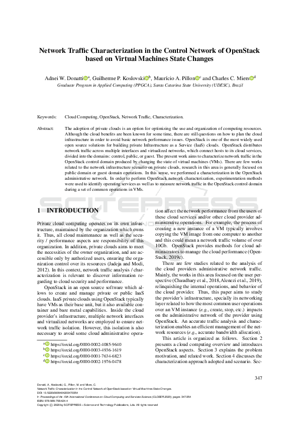(PDF) Network Traffic Characterization in the Control Network of OpenStack based on Virtual ...