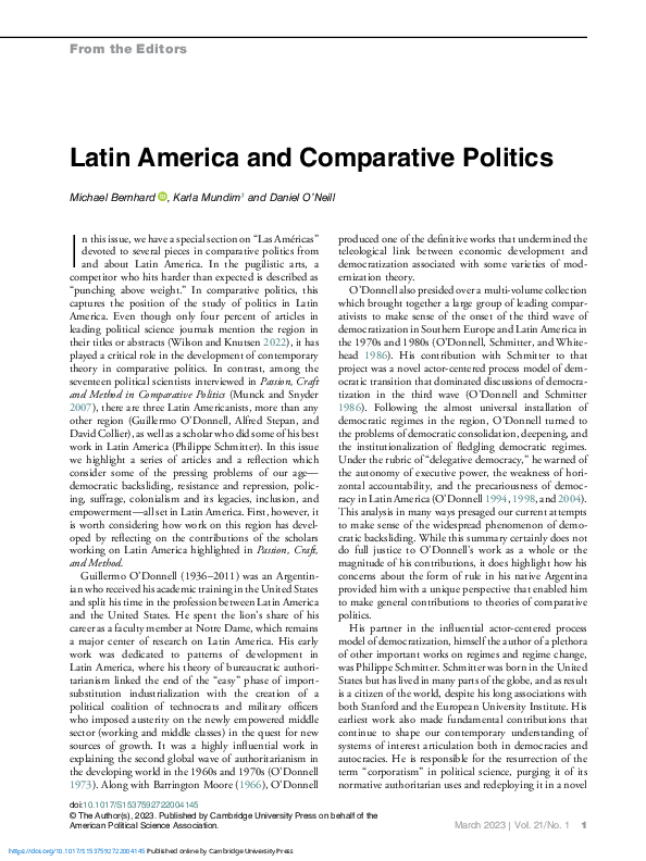 (PDF) Latin America and Comparative Politics