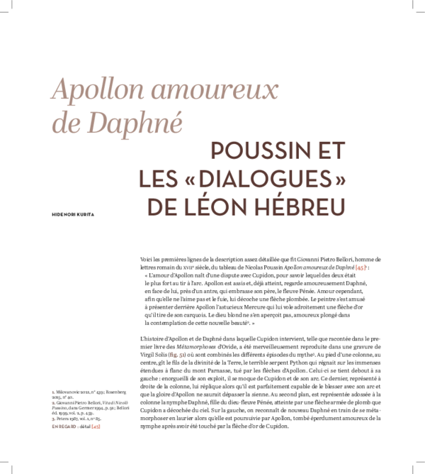 (PDF) Apollon amoureux de Daphné. Poussin et les « Dialogues » de Léon Hébreu