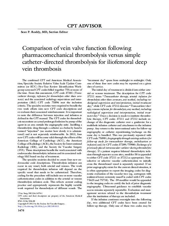 (PDF) Comparison of vein valve function following pharmacomechanical ...