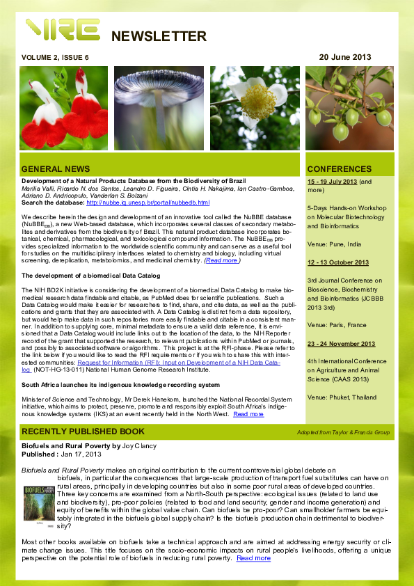 (PDF) Development of a Natural Products Database from the Biodiversity ...