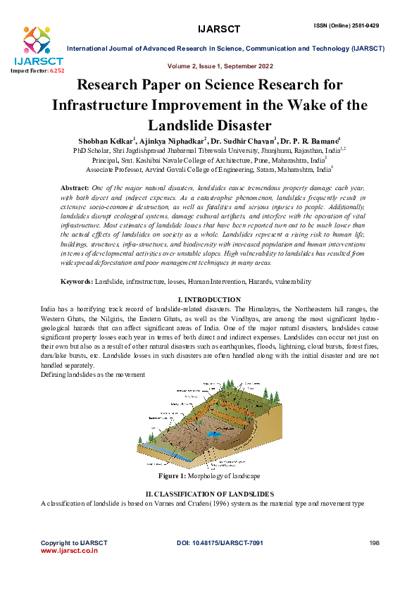 (PDF) Research Paper on Science Research for Infrastructure Improvement in the Wake of the ...