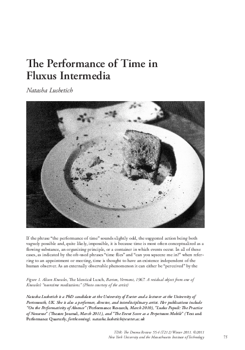 (PDF) The Performance of Time in Fluxus Intermedia | Natasha Lushetich ...