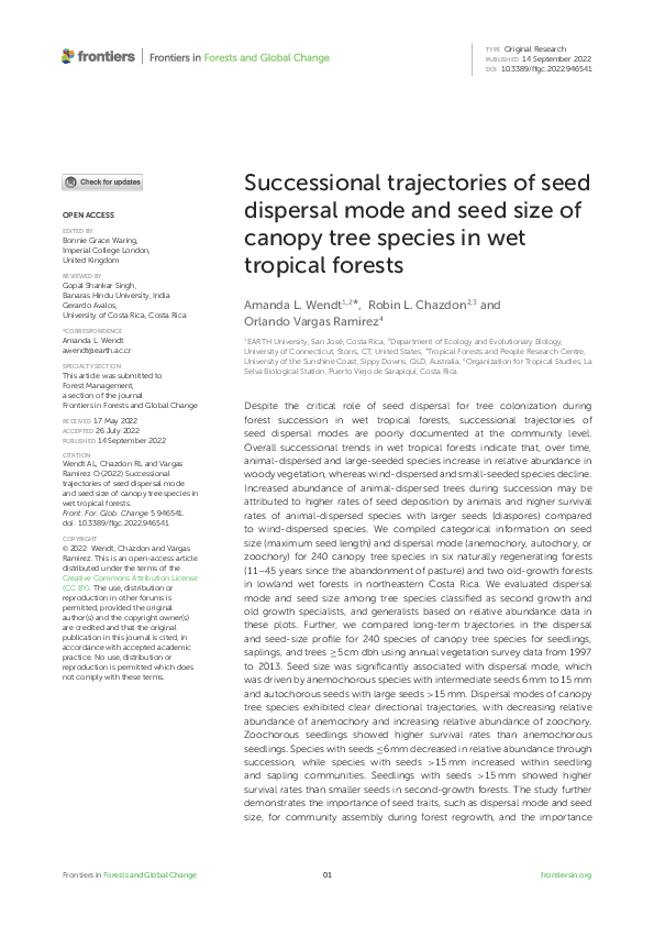 (PDF) Successional trajectories of seed dispersal mode and seed size of ...