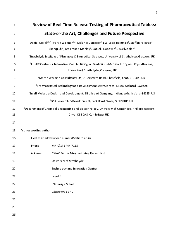 (PDF) Review of real-time release testing of pharmaceutical tablets ...