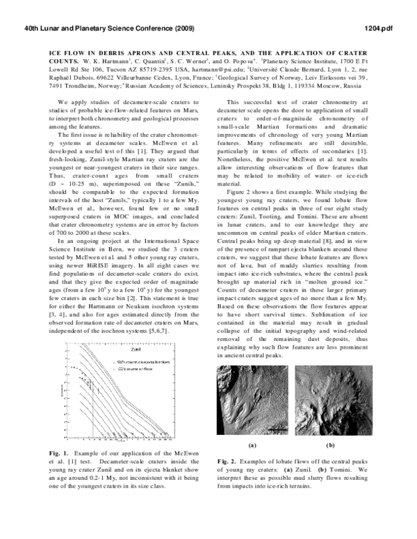 (PDF) Ice Flow in Debris Aprons and Central Peaks, and the Application ...