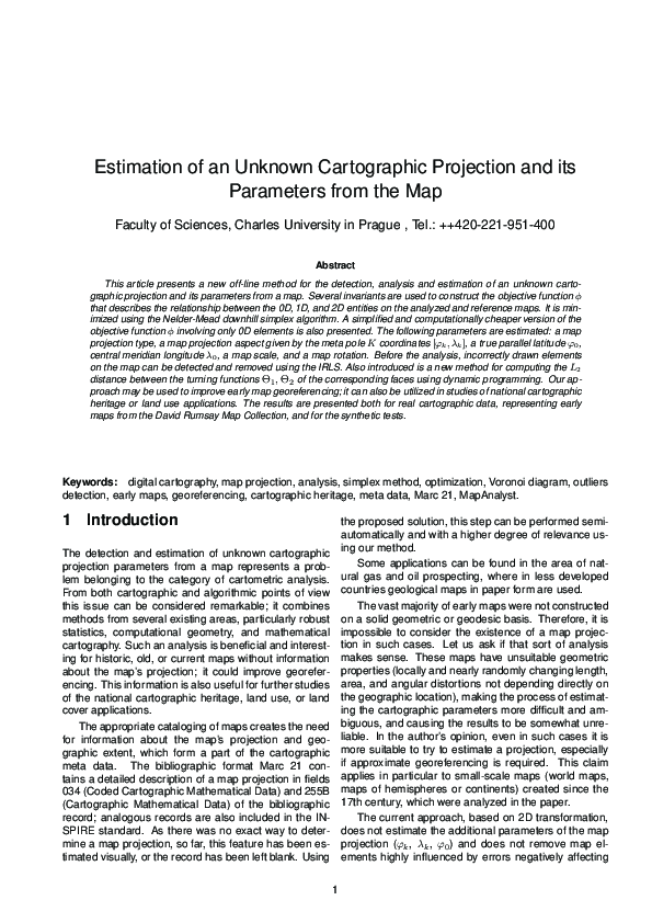 (PDF) Estimation of an unknown cartographic projection and its ...