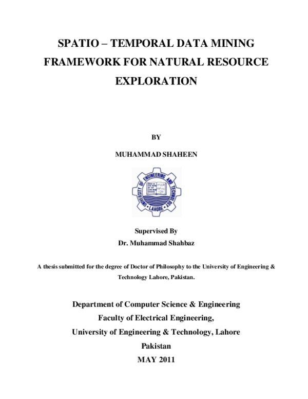 (PDF) Spatio Temporal Data Mining Framework for Natural Resource Exploration