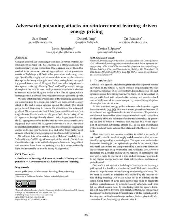 (PDF) Adversarial poisoning attacks on reinforcement learning-driven energy pricing