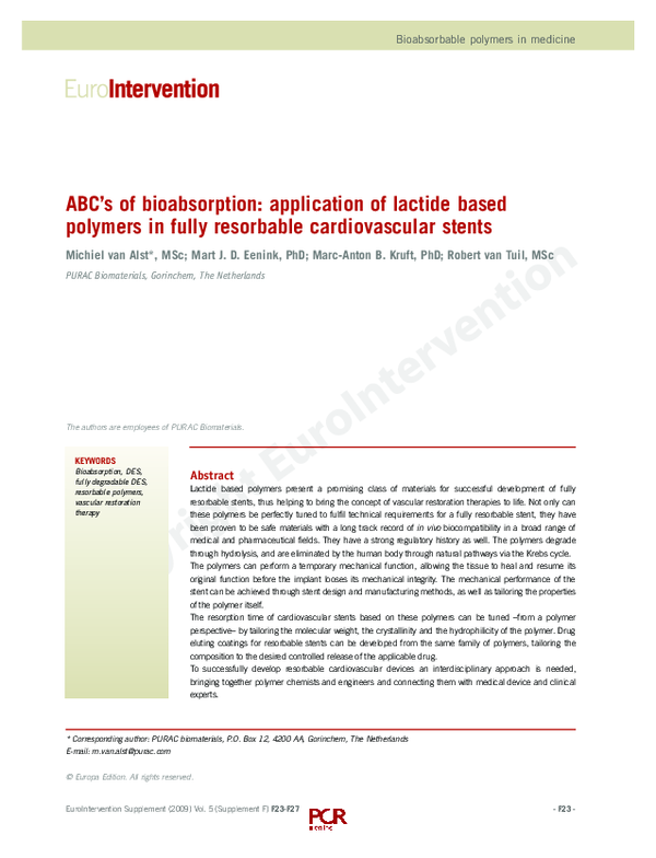 (PDF) ABC’s of bioabsorption: application of lactide based polymers in ...