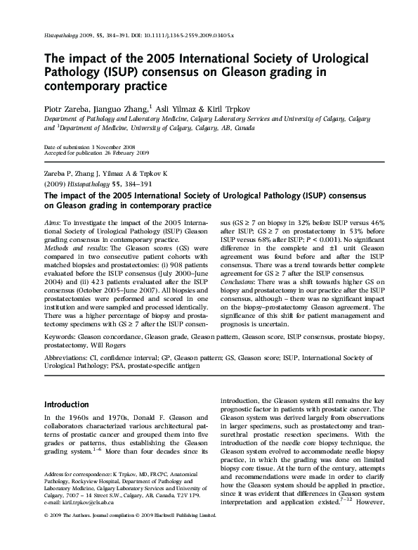 (PDF) The impact of the 2005 International Society of Urological ...