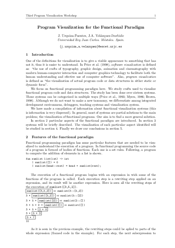 (PDF) Program Visualization for the Functional Paradigm