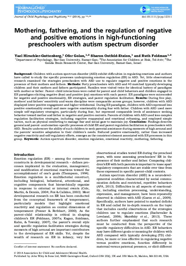 (PDF) Mothering, fathering, and the regulation of negative and positive ...