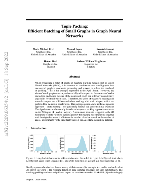 Pdf Tuple Packing Efficient Batching Of Small Graphs In Graph Neural Networks