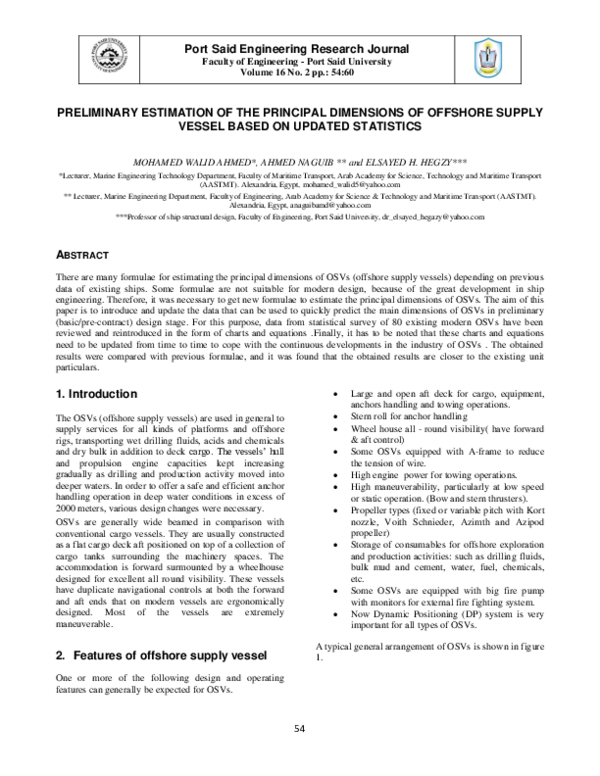 (PDF) Preliminary Estimation of the Principal Dimensions of Offshore ...