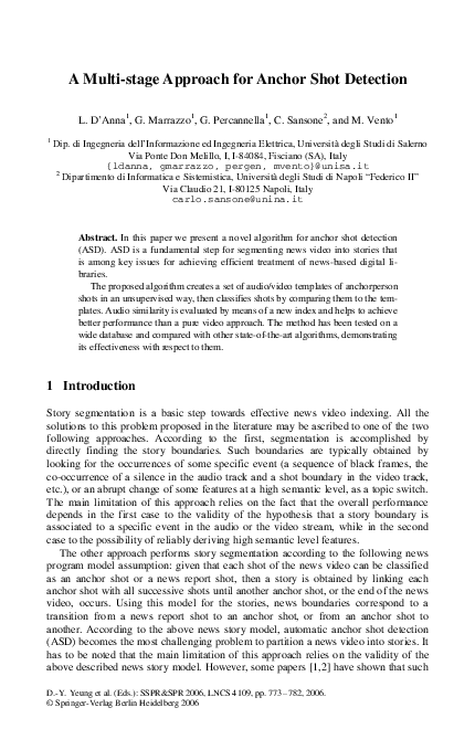 (PDF) A Multi-stage Approach for Anchor Shot Detection