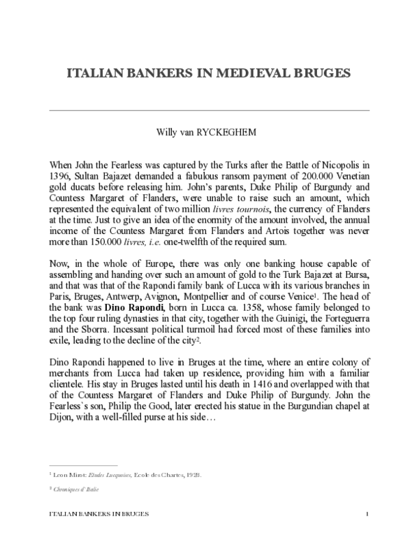 (PDF) ITALIAN BANKERS IN MEDIEVAL BRUGES