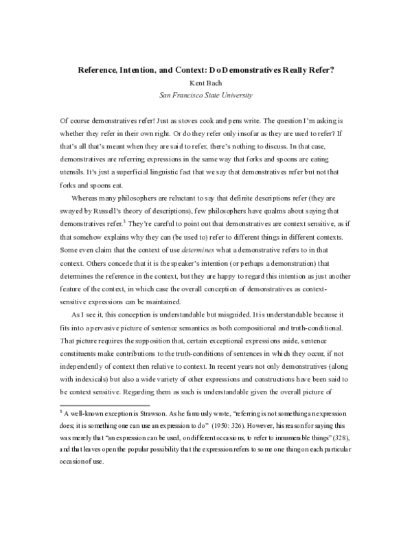 (PDF) Reference, intention, and context