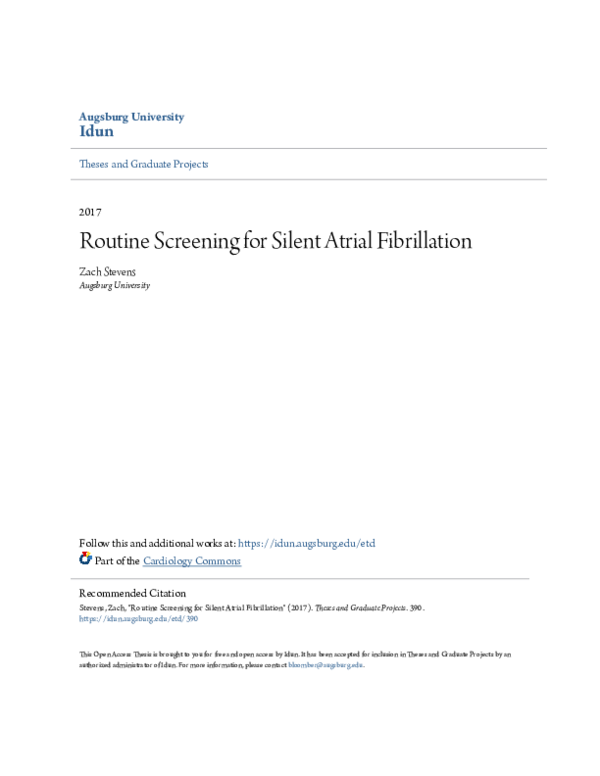(PDF) Routine Screening for Silent Atrial Fibrillation
