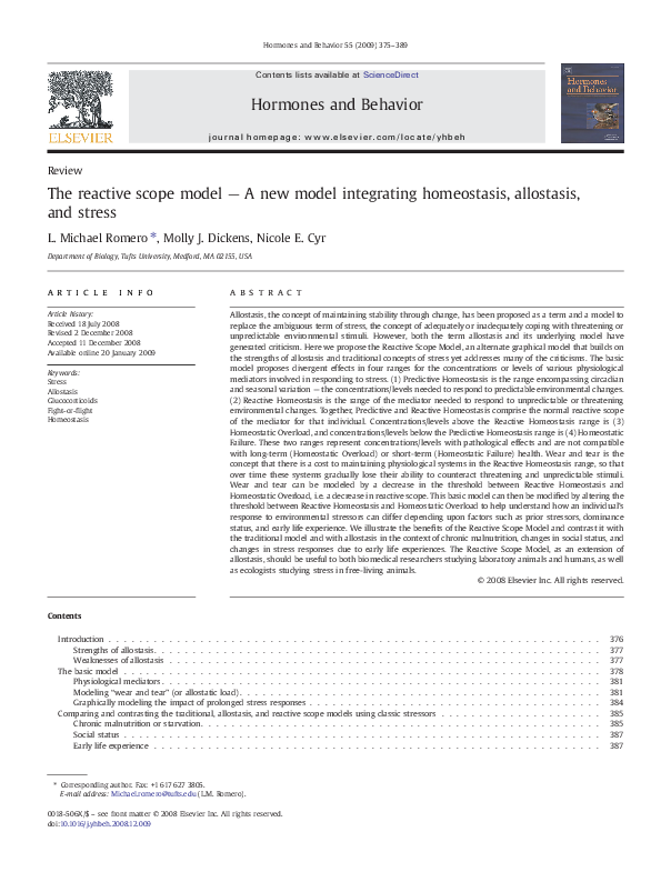 (PDF) The reactive scope model — A new model integrating homeostasis ...