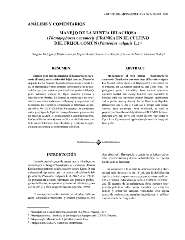 (PDF) Manejo de la mustia hilachosa (Thanatephorus cucumeris (Frank ...