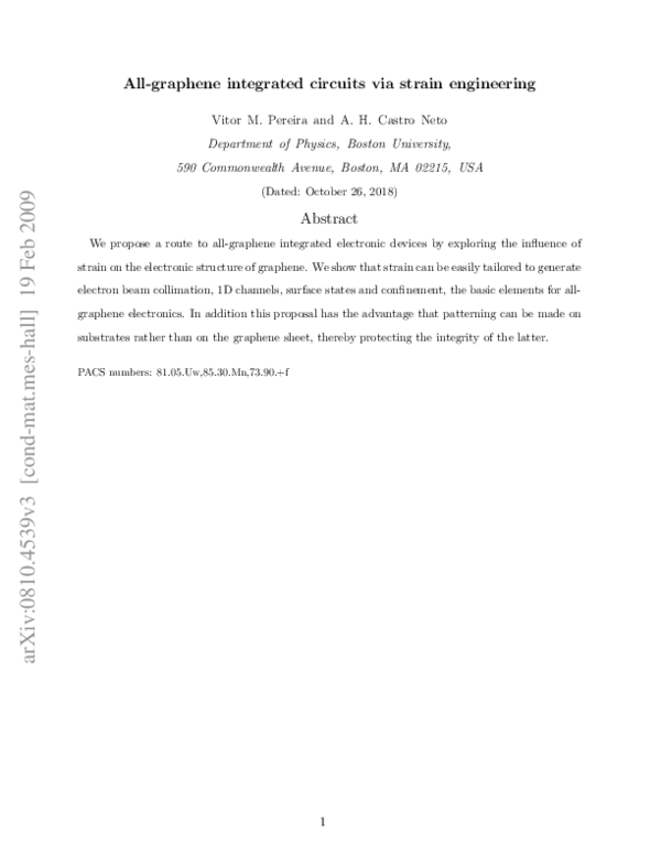 (PDF) Strain Engineering of Graphene’s Electronic Structure