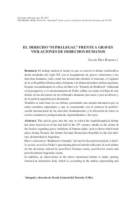 (PDF) El Derecho "Supralegal" Frente a Graves Violaciones De Derechos Humanos