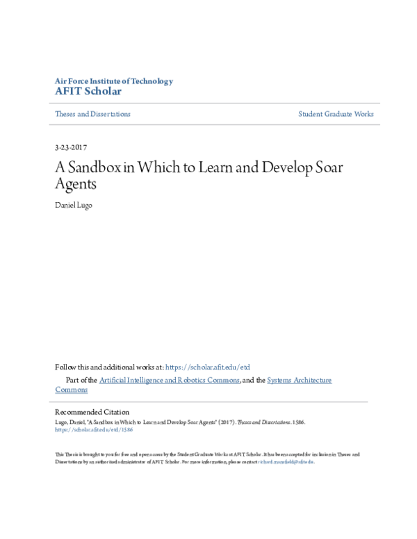 (PDF) A Sandbox in Which to Learn and Develop Soar Agents