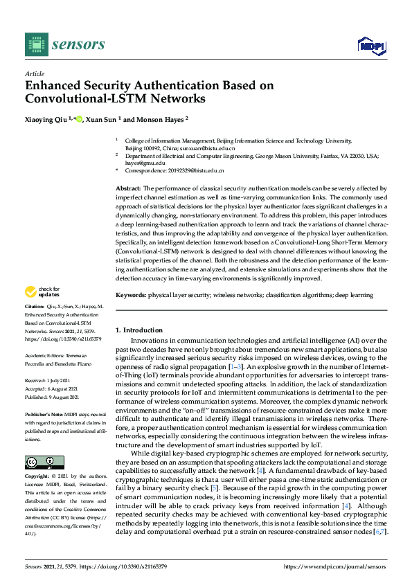 (PDF) Enhanced Security Authentication Based on Convolutional-LSTM Networks