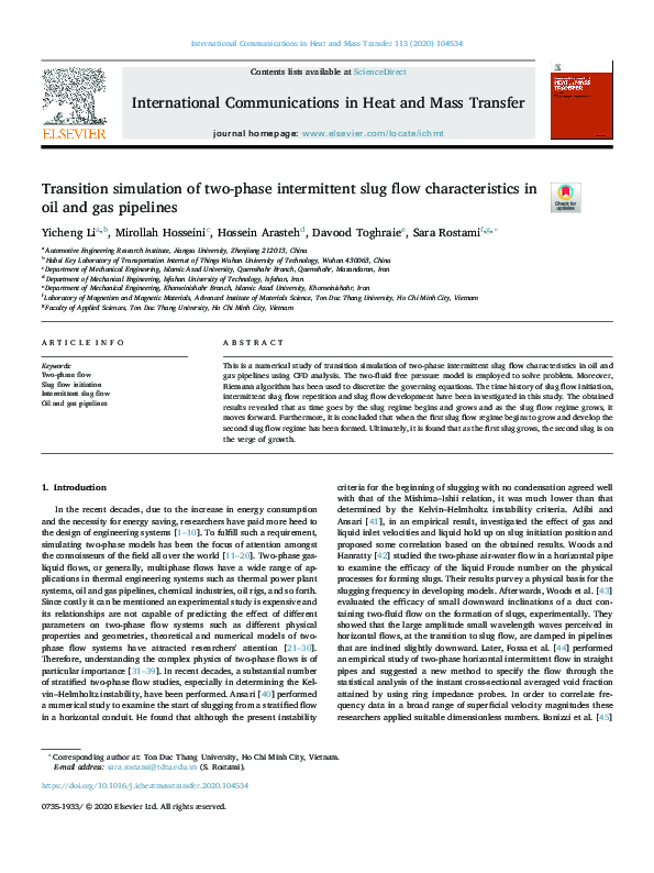 (PDF) Transition simulation of two-phase intermittent slug flow characteristics in oil and gas ...