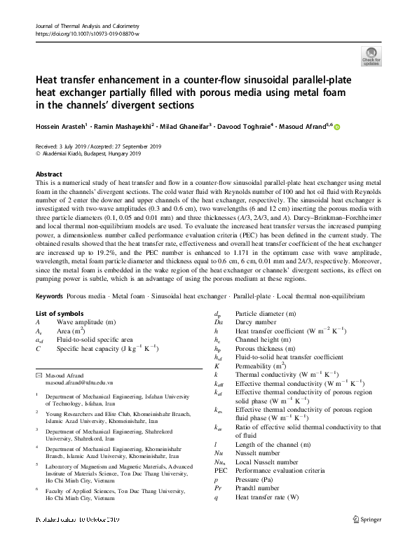 (PDF) Heat transfer enhancement in a counter-flow sinusoidal parallel ...
