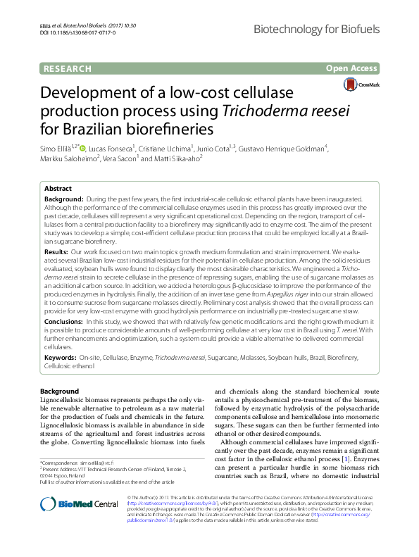 (PDF) Development of a low-cost cellulase production process using Trichoderma reesei for ...