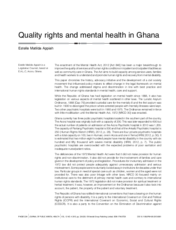(PDF) Quality rights and mental health in Ghana