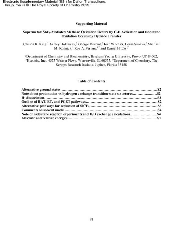 (PDF) Supermetal: SbF5-mediated methane oxidation occurs by C–H ...