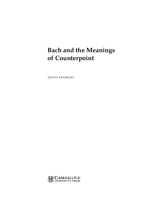 (PDF) Bach and the Meanings of Counterpoint