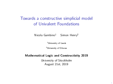 (PDF) Towards a constructive simplicial model of Univalent Foundations | Simon henry - Academia.edu