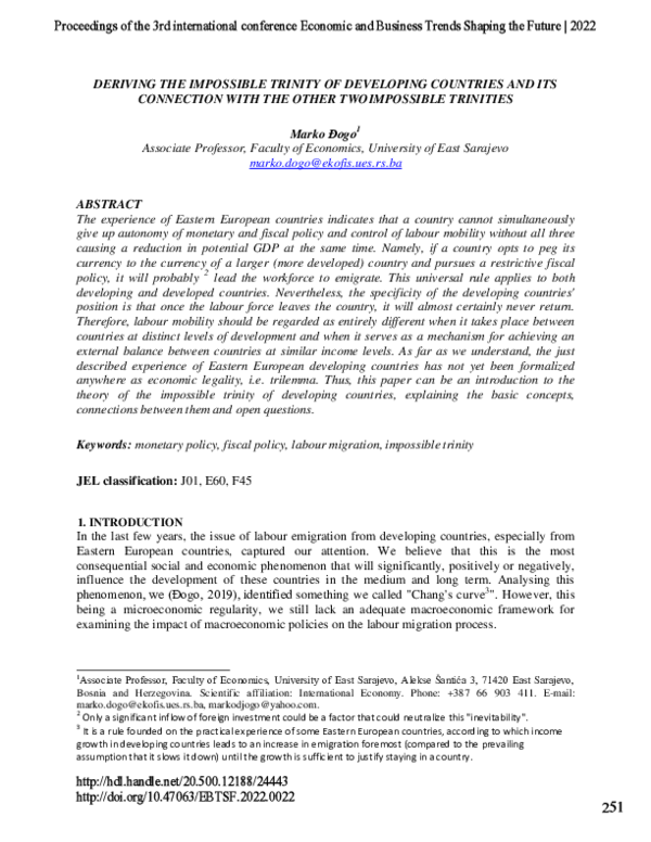 (PDF) Deriving the Impossible Trinity of Developing Countries and Its ...