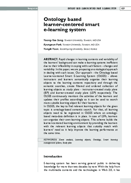 (PDF) Ontology based learner-centered smart e-learning system