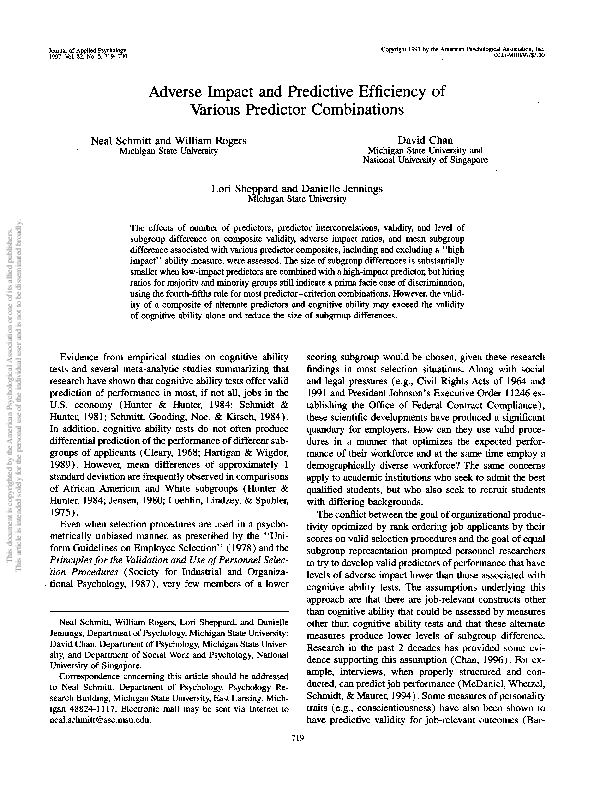 (PDF) Adverse impact and predictive efficiency of various predictor combinations