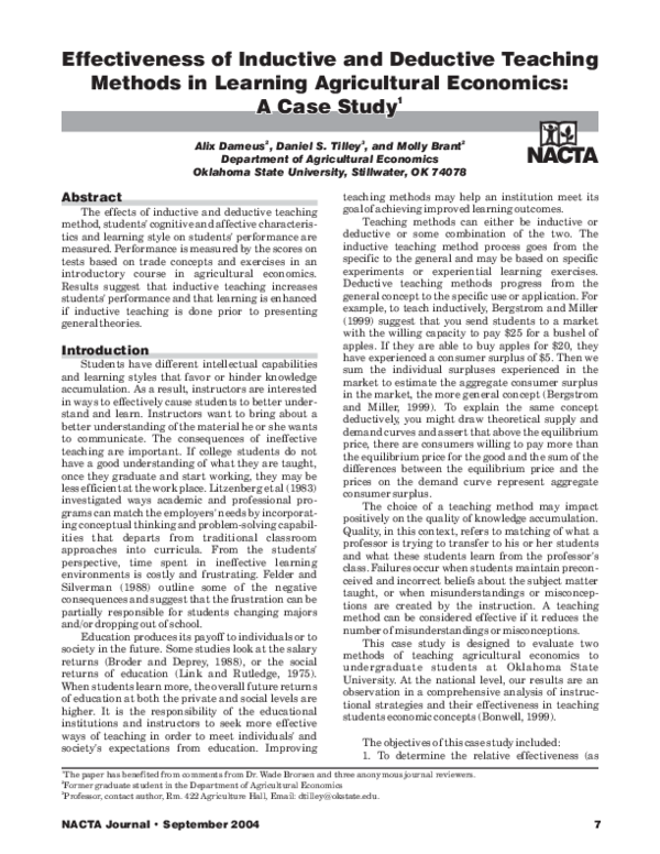 (PDF) Effectiveness of Inductive and Deductive Teaching Methods in Learning Agricultural ...