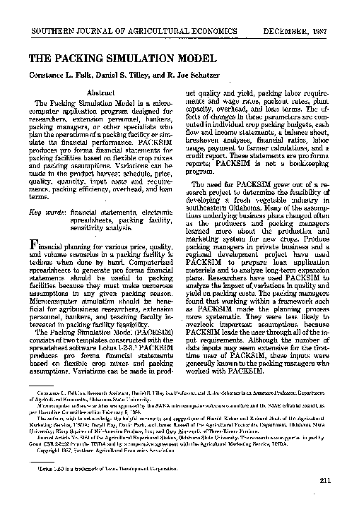 (PDF) The Packing Simulation Model