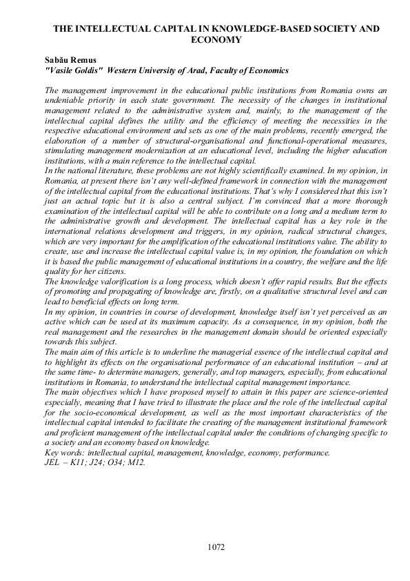 (PDF) The Intelectual Capital in Knowledge-Based Society and Economy